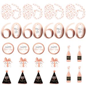 Konsait Rose Gold 60th Birthday Centerpiece Sticks-60th Birthday Table Toppers -Birthday Party Decorations Accessories-60 Fabulous -Bday Party Cheers to 60 Years Birthday Party Favor Supplies