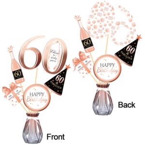 Konsait Rose Gold 60th Birthday Centerpiece Sticks-60th Birthday Table Toppers -Birthday Party Decorations Accessories-60 Fabulous -Bday Party Cheers to 60 Years Birthday Party Favor Supplies