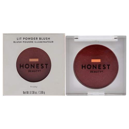 Honest Beauty Talc-Free Lit Powder Blush | Pearl Infused, Velvety Finish | EWG Verified, Organic, Vegan + Cruelty Free | Frisky, .14 oz