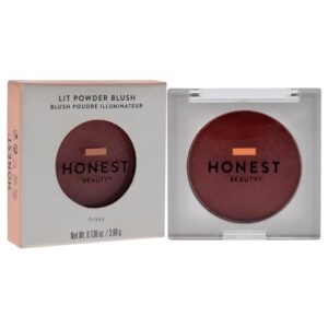 Honest Beauty Talc-Free Lit Powder Blush | Pearl Infused, Velvety Finish | EWG Verified, Organic, Vegan + Cruelty Free | Frisky, .14 oz