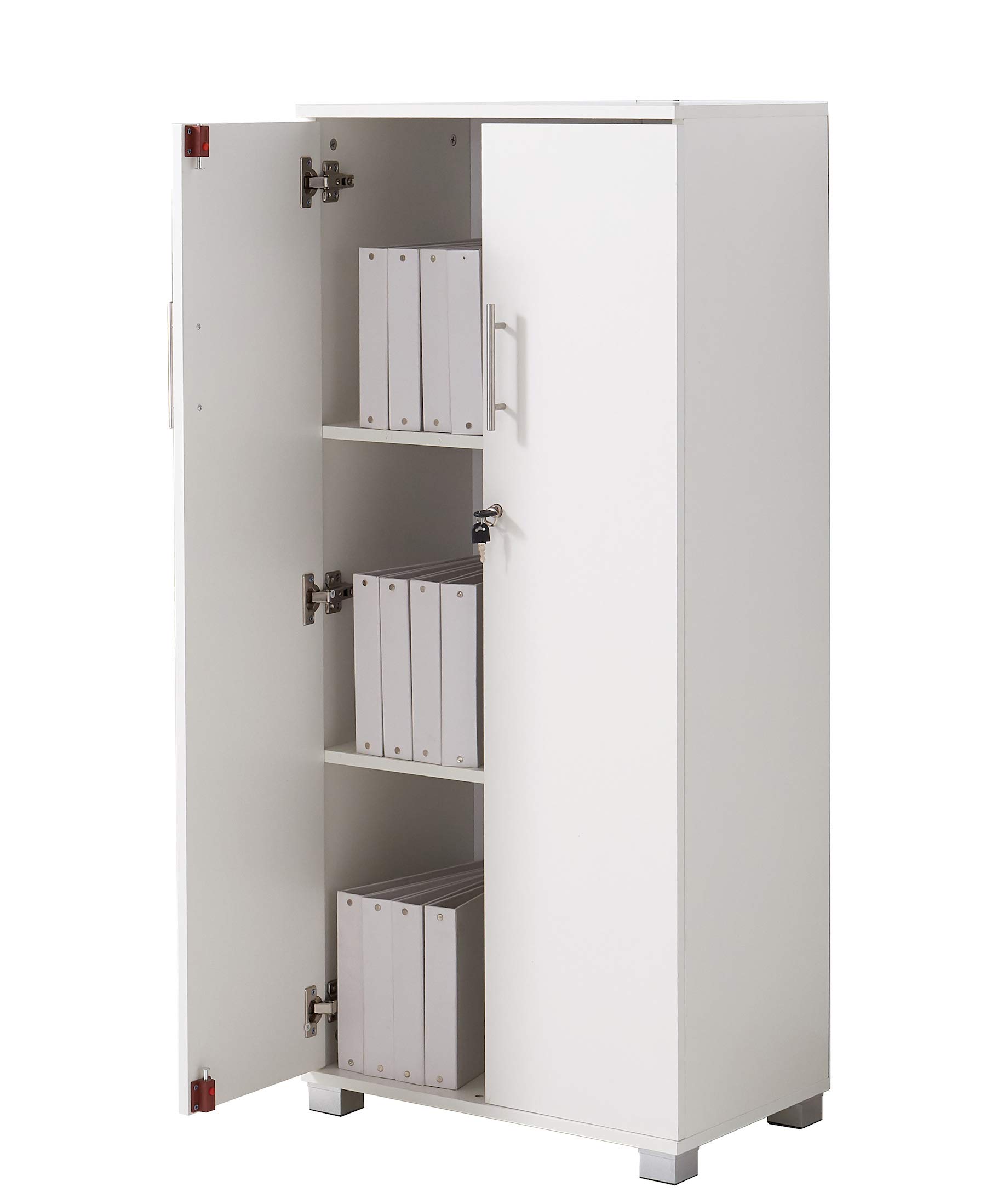 MMT Furniture Designs Ltd Office Storage Cabinet, 55cm x 35cm x 125cm, White