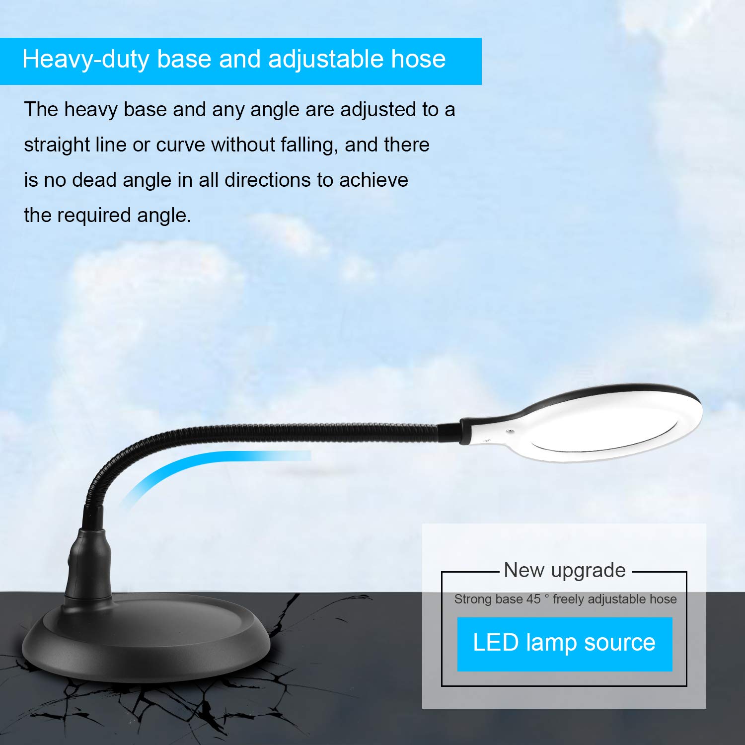 nomiou Magnifying Glass Lamp,5X Magnifier LED Light and Flexible Neck,Magnifying Lamp USB Powered,Perfect for Reading,Hobbies,Task Crafts or Workbench