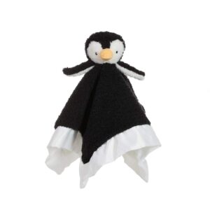 apricot lamb stuffed animals soft security blanket black penguin infant nursery character blanket luxury snuggler plush(black penguin, 14 inches)