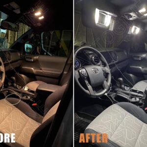 AUTOGINE Super Bright 6000K White LED Interior Light Kit Package for 2016 2017 2018 2019 2020 2021 2022 Toyota Tacoma + Install Tool