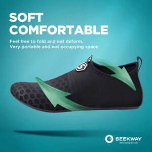 SEEKWAY Water Shoes Quick-Dry Aqua Socks Barefoot Slip-on for Beach Pool Swim River Yoga Lake Surf Women Men Black SK001 (Black 40-41)