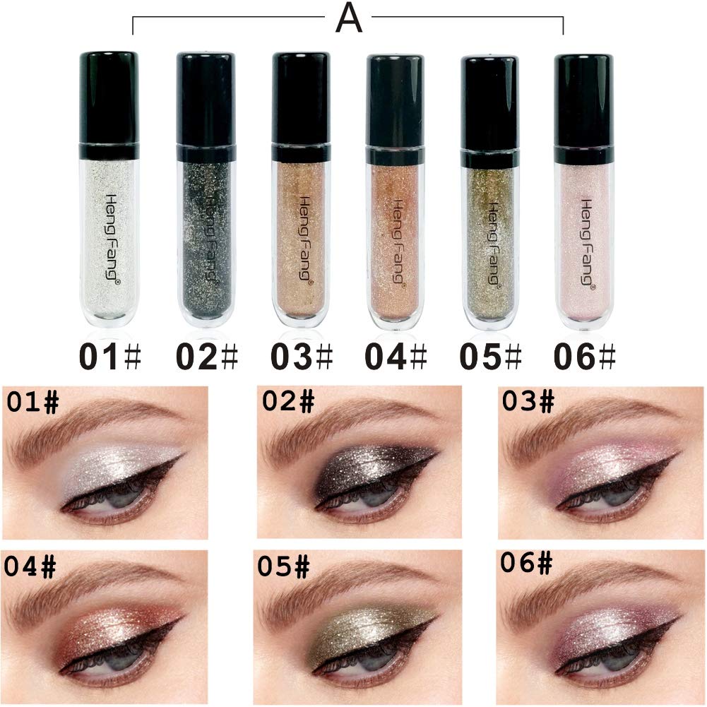 Lucoss liquid Eyeshadow,Liquid Glitter Eyeshadow Shimmer Metallic Eyeshadow Liquid Long Lasting Effect Waterproof Shiny Eyeshadow pencil Eye Makeup