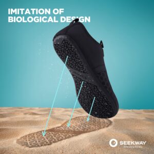 SEEKWAY Water Shoes Quick-Dry Aqua Socks Barefoot Slip-on for Beach Pool Swim River Yoga Lake Surf Women Men Black SK001 (Black 40-41)