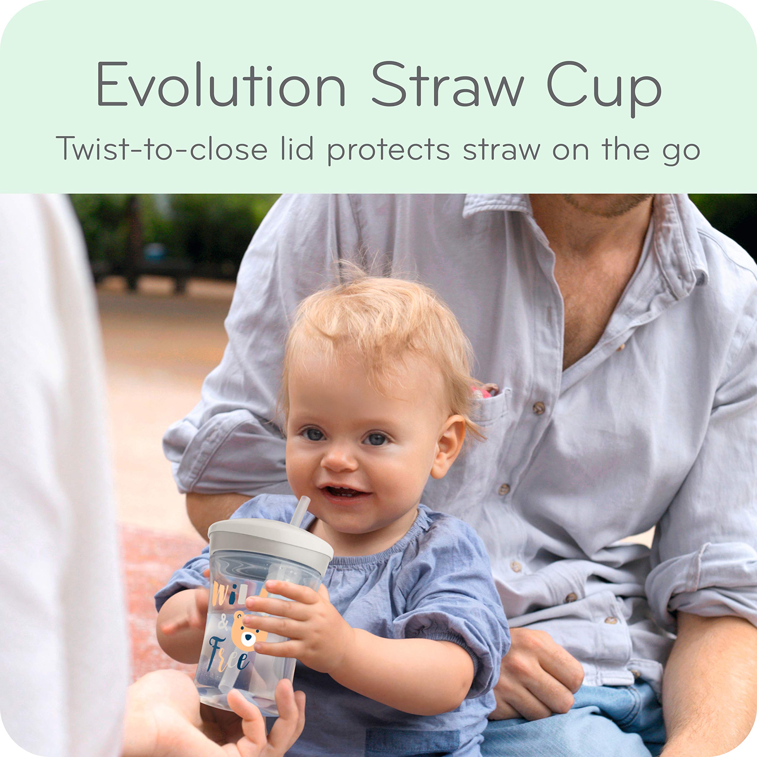 NUK Evolution Straw Cup, 8 oz,2 Count (Pack of 1), Colors may vary