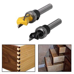 Wolfride 2Pcs Dovetail Router Bits 1/4 Inch Shank Dovetail Joint Router Bit Set with Bearing for Woodworking Cutter