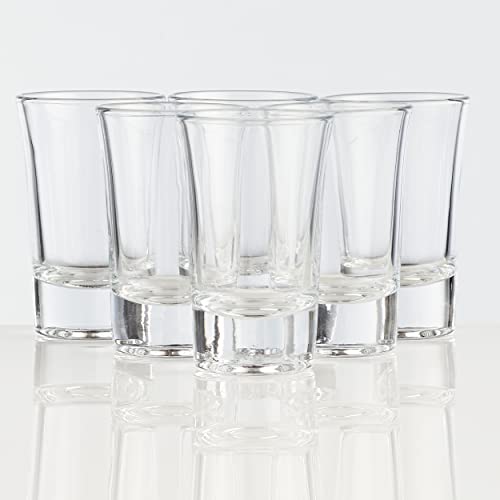 Burns Glass Flared Tequila Glasses, Heavy Base Shot Glass Set, 1 Oz. (Set of 6)