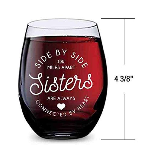 GSM Brands Stemless Wine Glass for Sisters - Made of Unbreakable Tritan Plastic and Dishwasher Safe - 16 ounces