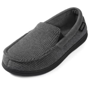 ultraideas men's carver slippers moc loafer house shoes memory foam, charcoal grey, 11 us