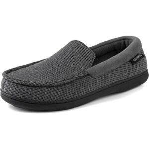 ULTRAIDEAS Men's Carver Slippers Moc Loafer House Shoes Memory Foam, Charcoal Grey, 11 US