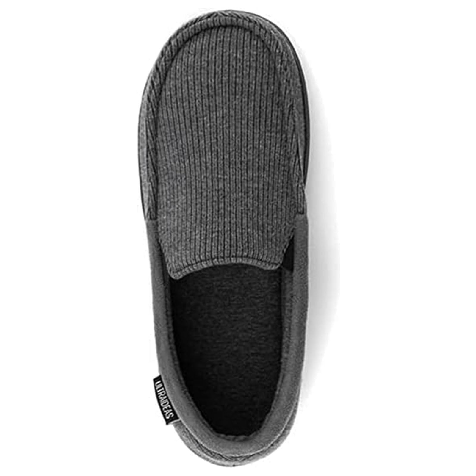 ULTRAIDEAS Men's Carver Slippers Moc Loafer House Shoes Memory Foam, Charcoal Grey, 9 US