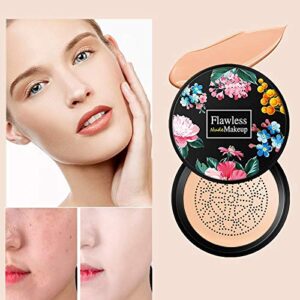 nvyue Mushroom Head Air Cushion CC Cream Natural Mushroom Head Foundation,Moisturizing BB Cream Makeup Long Lasting Matte Concealer Even Skin Tone Makeup Base Prime(Natural)