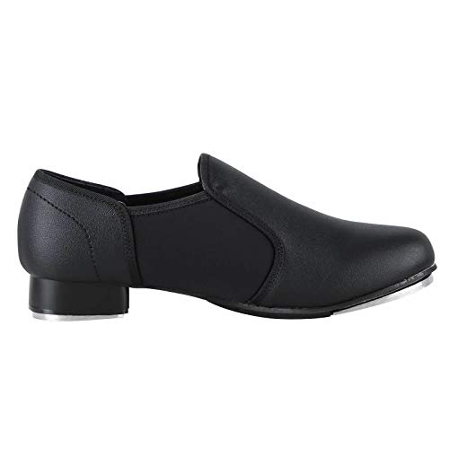 Linodes Unisex PU Leather Slip On Tap Shoe Dance Shoes for Women and Men's Dance Shoes-Black-8M