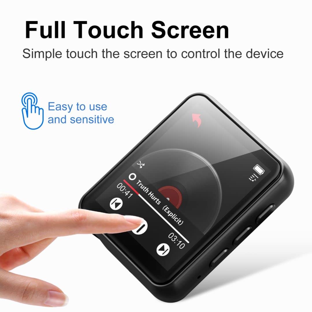 MP3 Player Bluetooth 5.3 Touch Screen Music Player Portable mp3 Player with Speakers high Fidelity Lossless Sound Quality mp3 FM Radio Recording e-Book MP3 Player Support (128GB)