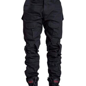 TRGPSG Men's Hiking Pants, Ripstop Camo Cargo Pants, Multi-Pocket Casual Work Pants WG3F Black 38