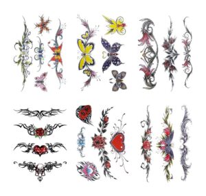 flowers butterfly body waist waterproof fake temporary tattoo stickers woman