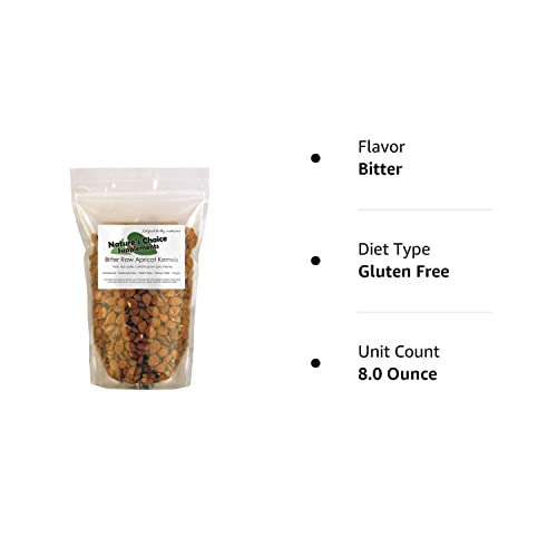 Bitter Apricot Kernels, 8 oz, 375 Raw Apricot Seeds, 100% All Natural, GMO Free, Pesticide Free, Gluten Free, Vegan