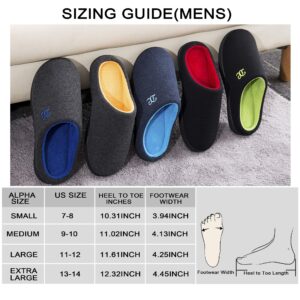 DL Mens Memory Foam Slippers Slip on, Comfy House Slippers For Mens Indoor Outdoor, Cozy Men's Bedroom Slippers Warm Soft Flannel Lining Closed Toe Man Slippers Size 11-12 Black Red