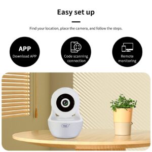 WiFi Security Home Camera，Baby Monitor Wireless IP Camera with Night Vision Two Way Audio Cloud Storage， Supports 5G WiFi，up to 128GB（White） Indoor Camera