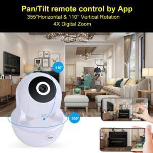 WiFi Security Home Camera，Baby Monitor Wireless IP Camera with Night Vision Two Way Audio Cloud Storage， Supports 5G WiFi，up to 128GB（White） Indoor Camera