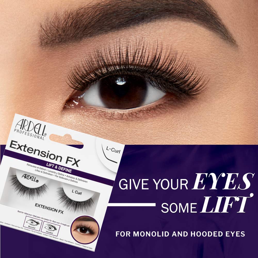 Ardell Extension FX L Curl False Eye Lashes to Lift & Define Eyes, 4 pack