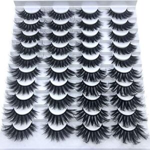 hbzgtlad 20 pairs 3d mink lashes natural false eyelashes dramatic volume fake lashes makeup eyelash extension silk eyelashes(f082)