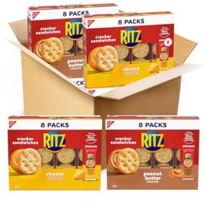 ritz peanut butter sandwich cracker snacks and cheese sandwich crackers, snack crackers variety pack, 32 snack packs (6 crackers per pack)