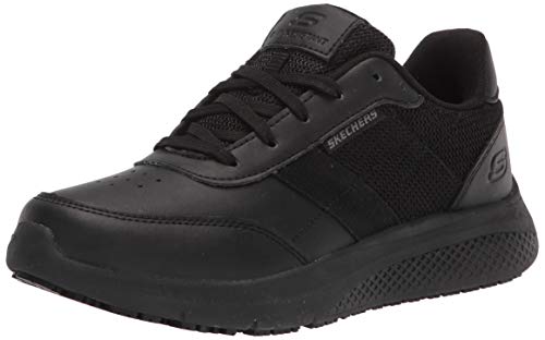 Skechers Women's Lace up Athletic Food Service Shoe, Black, 7