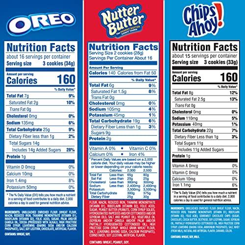 OREO, CHIPS AHOY! & Nutter Butter Cookies Variety Pack, Family Size, 3 Packs