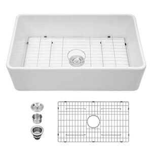 33 white farmhouse sink - sarlai 33 inch kitchen sink apron front ceramic porcelain vitreous fireclay single bowl farmer sink basin