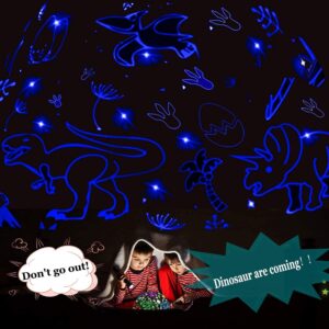 DQMOON Dinosaur Night Light for Kids, Projector with 8 Colors, 360 Rotation, Safe Materials, Ideal Birthday Gift