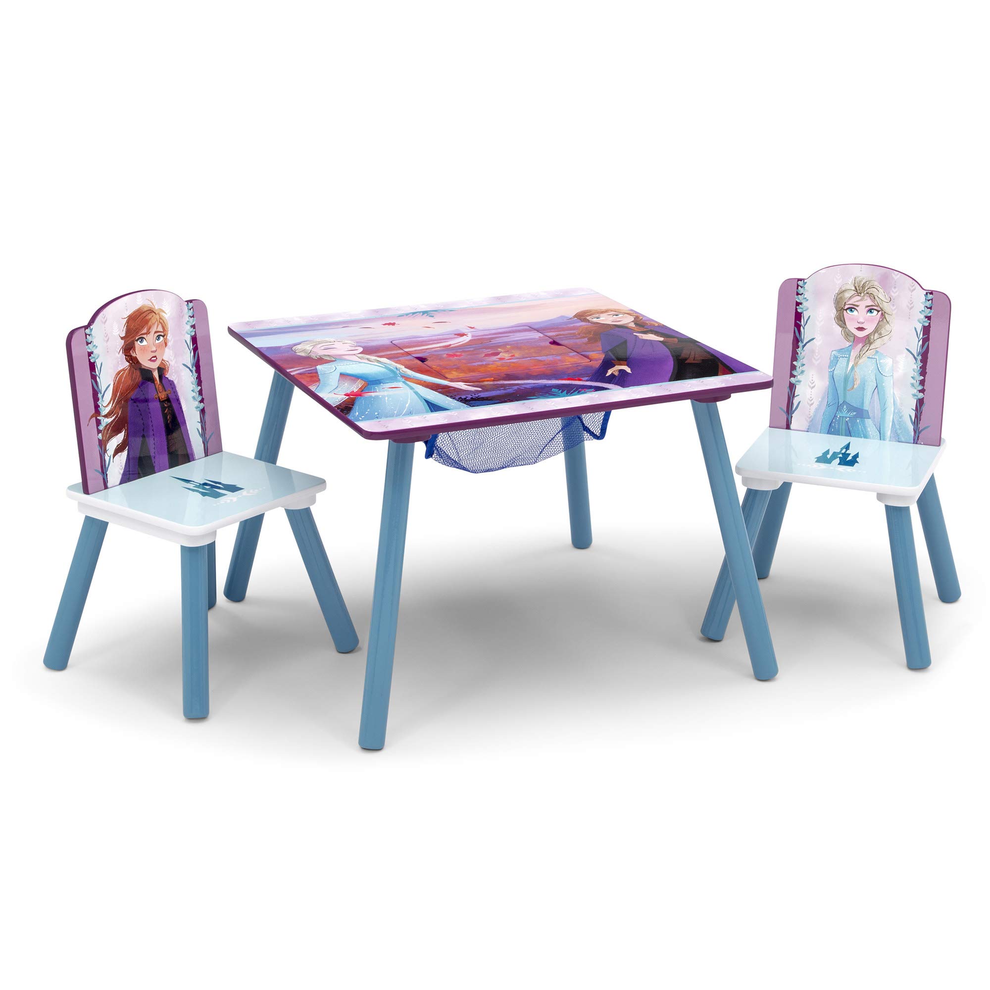 Delta Children Kids Table and Chair Set With Storage (2 Chairs Included) - Ideal for Arts & Crafts, Snack Time, Homeschooling, Homework & More, Disney Frozen II