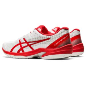 ASICS Women's Court Speed FlyteFoam Tennis Shoes, 10, White/Fiery RED