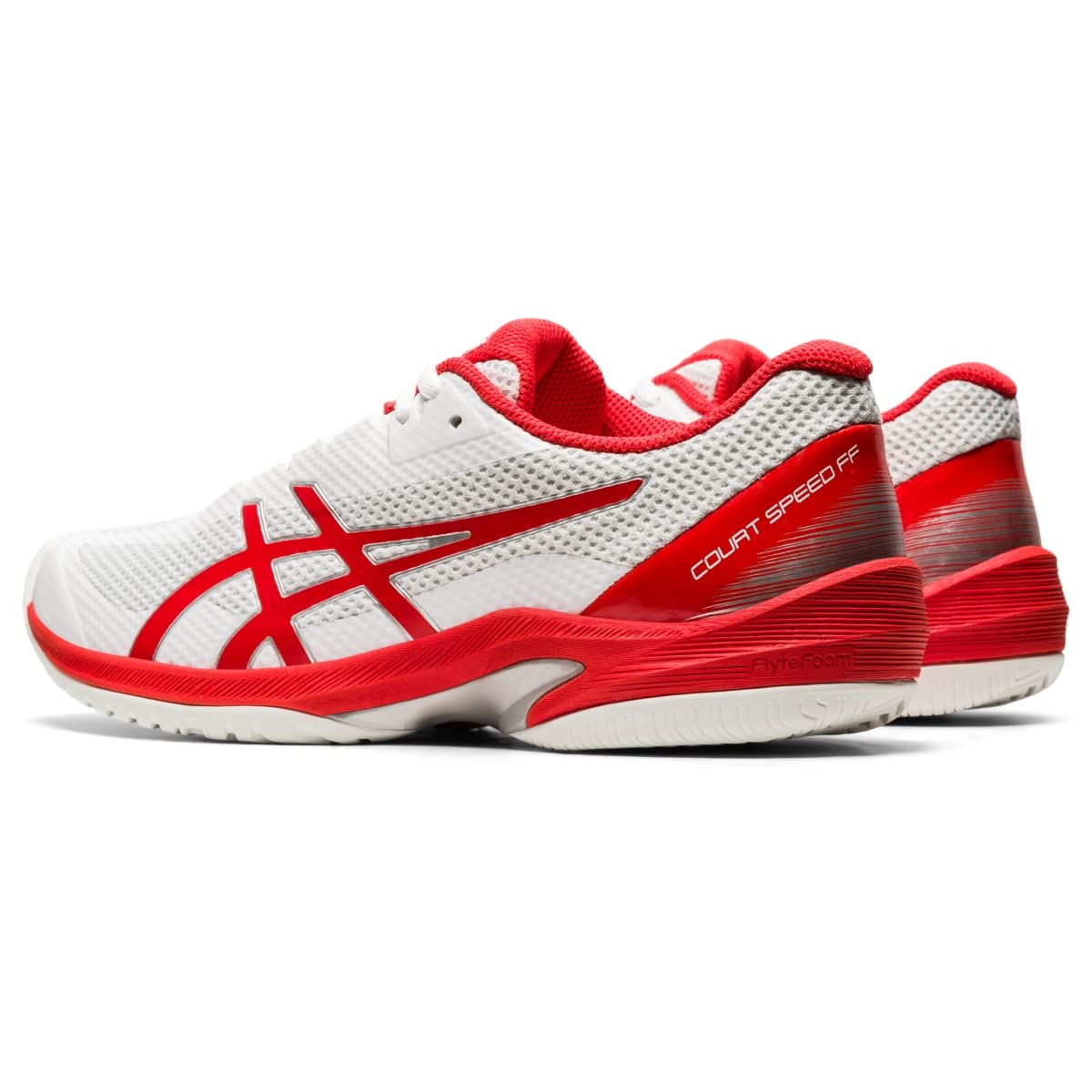 ASICS Women's Court Speed FlyteFoam Tennis Shoes, 10, White/Fiery RED