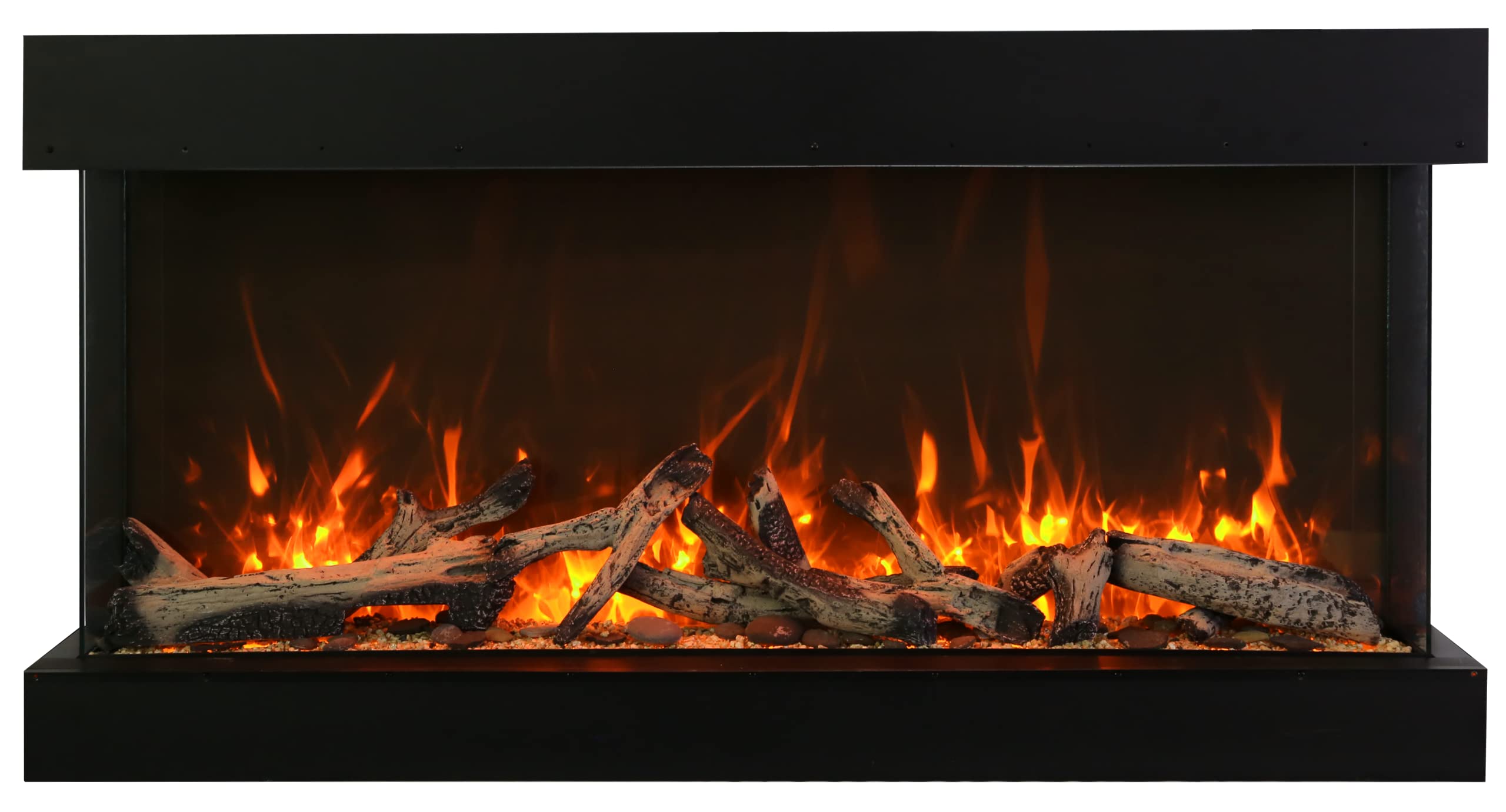 40-TRU-View-XL XT - 3 Sided Electric Fireplace 40 Inch, 3-Sided Glass Fireplace Heater w/Remote Control & 8H Timer, Thermostat, Black, Adjustable Brightness, Realistic Flame Effects