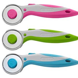 Elan Rotary Cutter for Fabric Rosa, Fabric Rotary Cutter Sewing, Fabric Cutters, as Blade Roller Cutter for Fabric Cutter, Rotary Cutter Blades 45mm, Fabric Cutting Wheel, Perfect Quilting Tools