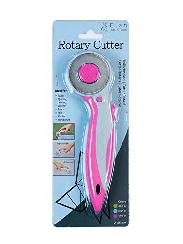 Elan Rotary Cutter for Fabric Rosa, Fabric Rotary Cutter Sewing, Fabric Cutters, as Blade Roller Cutter for Fabric Cutter, Rotary Cutter Blades 45mm, Fabric Cutting Wheel, Perfect Quilting Tools