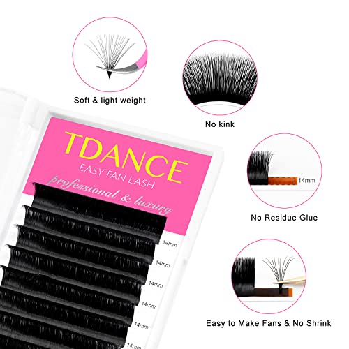 TDANCE Eyelash Extension Supplies Rapid Blooming Volume Eyelash Extensions Thickness 0.07 CC Curl Mix 8-15mm Easy Fan Volume Lashes Self Fanning Individual Eyelashes Extension (CC-0.07,8-15mm)