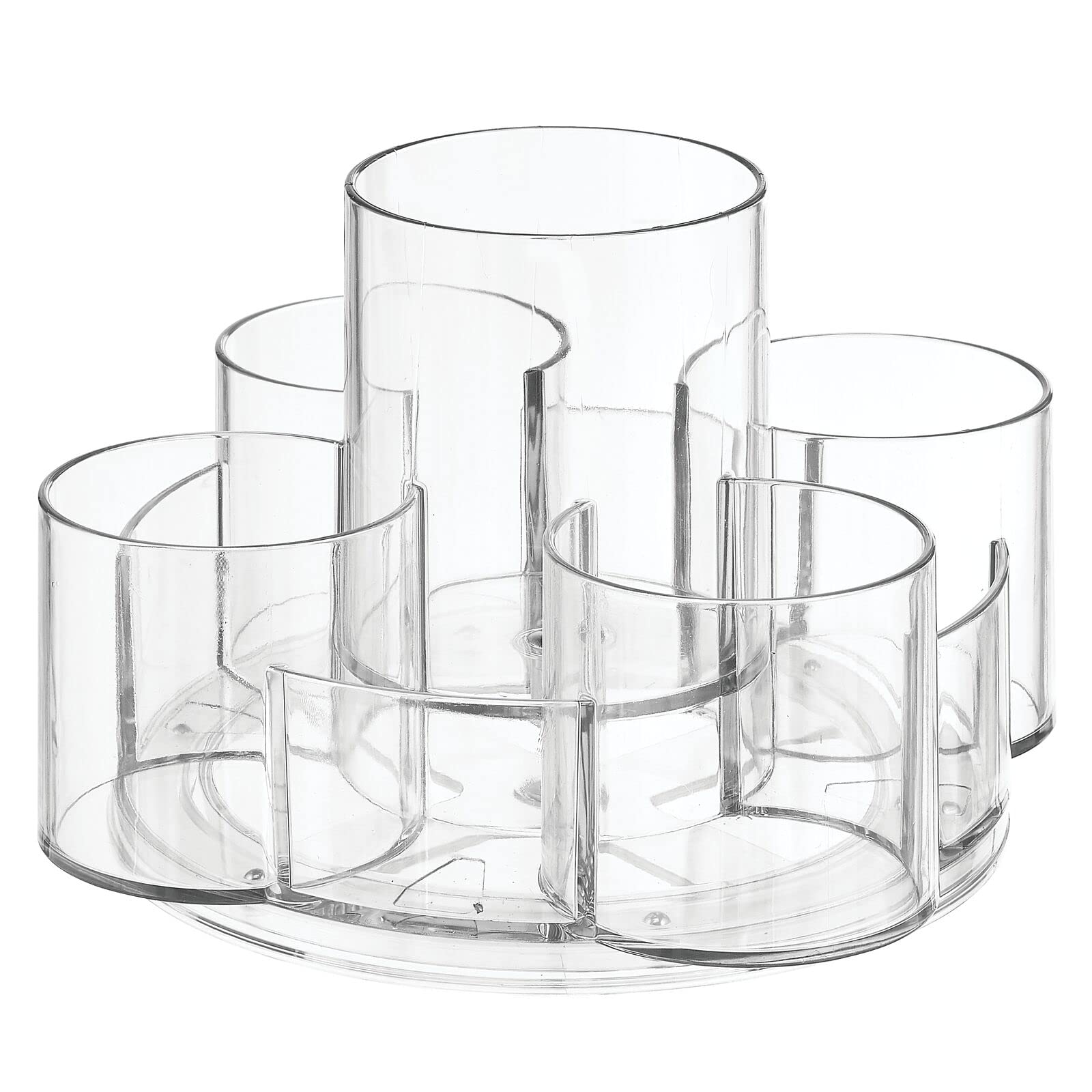 mDesign Spinning Lazy Susan Makeup Turntable Storage Center - 9 Sections - Rotating Organizer for Bathroom Vanity Counter Tops, Dressing Tables, Cosmetic Stations, Dressers - Lumiere Collection, Clear