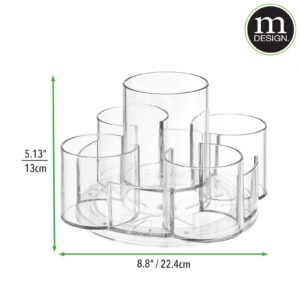 mDesign Spinning Lazy Susan Makeup Turntable Storage Center - 9 Sections - Rotating Organizer for Bathroom Vanity Counter Tops, Dressing Tables, Cosmetic Stations, Dressers - Lumiere Collection, Clear