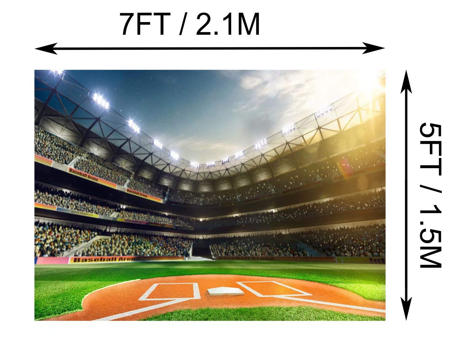 BELECO 7x5ft Fabric Baseball Backdrop Baseball Field Stadium Photography Backdrop for Baby Shower Birthday Party Decoration Sport Games Photo Background Props