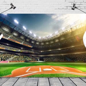 BELECO 7x5ft Fabric Baseball Backdrop Baseball Field Stadium Photography Backdrop for Baby Shower Birthday Party Decoration Sport Games Photo Background Props