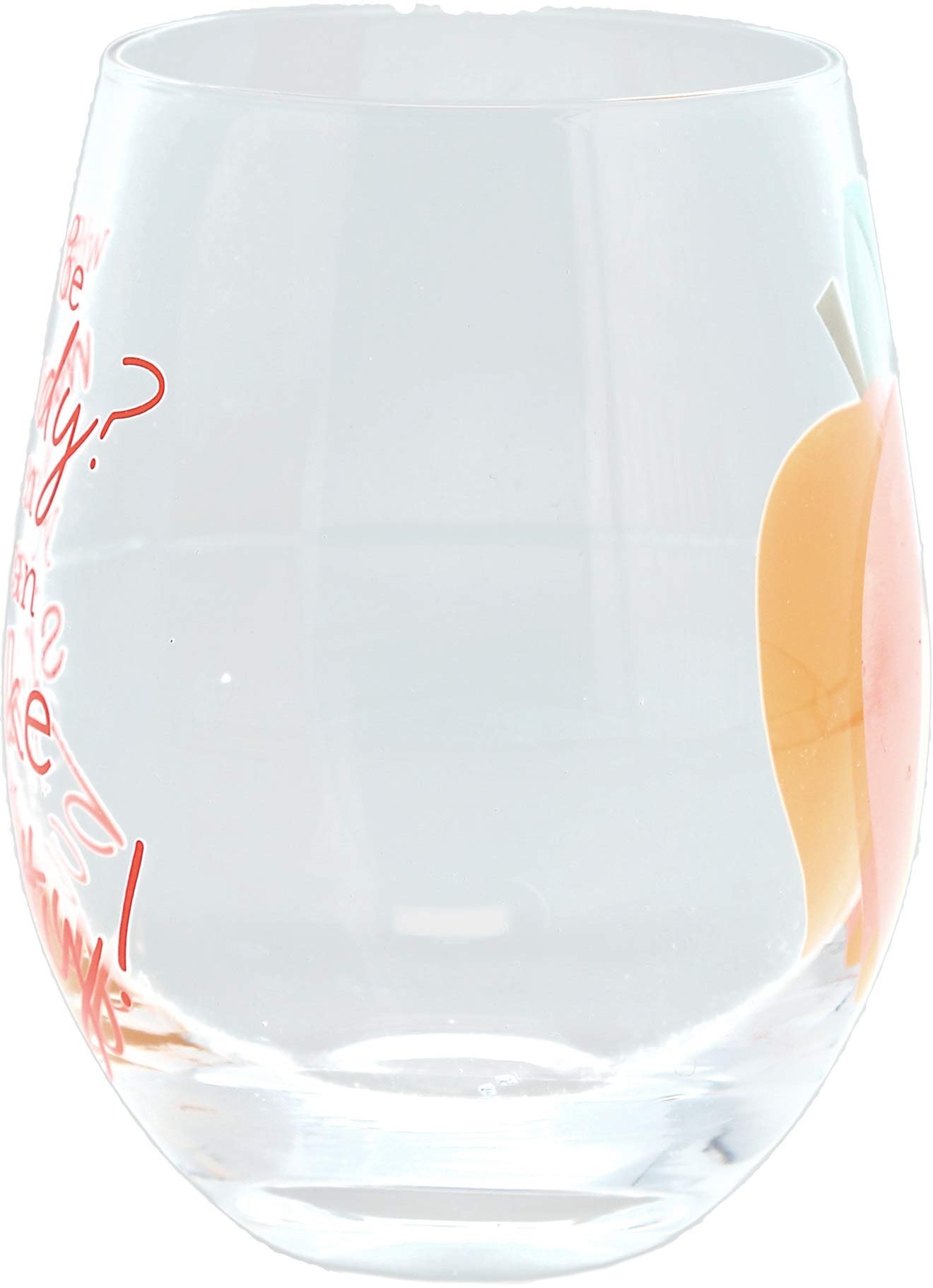 Pavilion Gift Company Why Be Moody When You Can Shake Your Booty Booty-18oz Peach Patterned Stemless Wine Glass, 18 oz, Orange