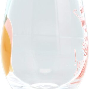 Pavilion Gift Company Why Be Moody When You Can Shake Your Booty Booty-18oz Peach Patterned Stemless Wine Glass, 18 oz, Orange