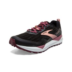 brooks women's cascadia 15 trail running shoe - black/ebony/coral cloud - 5 medium