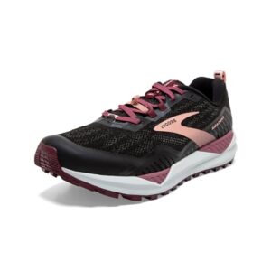 brooks women's cascadia 15 trail running shoe - black/ebony/coral cloud - 5.5 medium