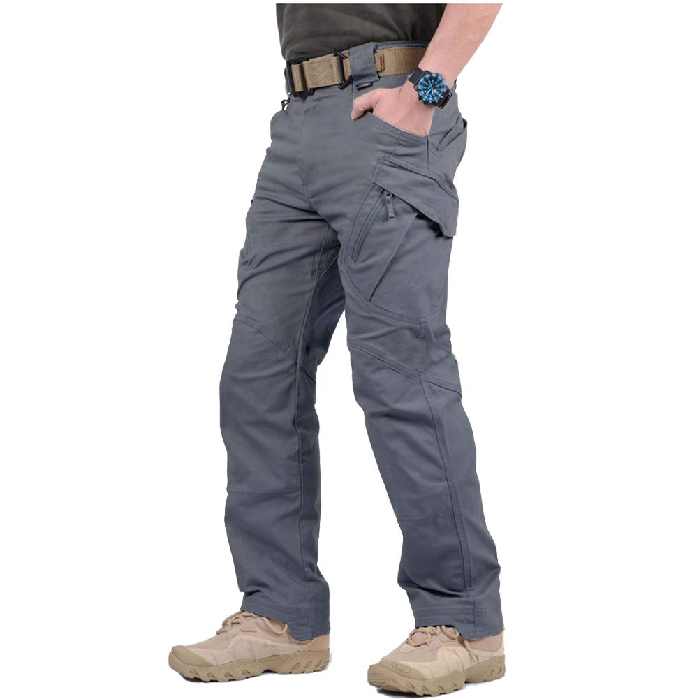 CARWORNIC Gear Men's Hiking Tactical Pants Lightweight Cotton Outdoor Military Combat Cargo Trousers Gray